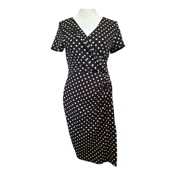 Gilli | Dresses | Gilli Usa Black White Polka Dot Faux Wrap Dress Size ...